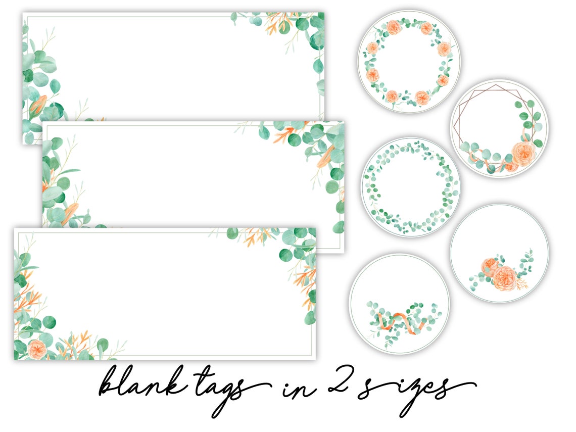 Classroom Name Tags Template Eucalyptus Peach Greenery Botanical ...