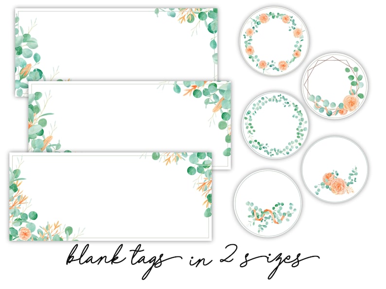 Classroom Name Tags Template Eucalyptus Peach Greenery Botanical ...