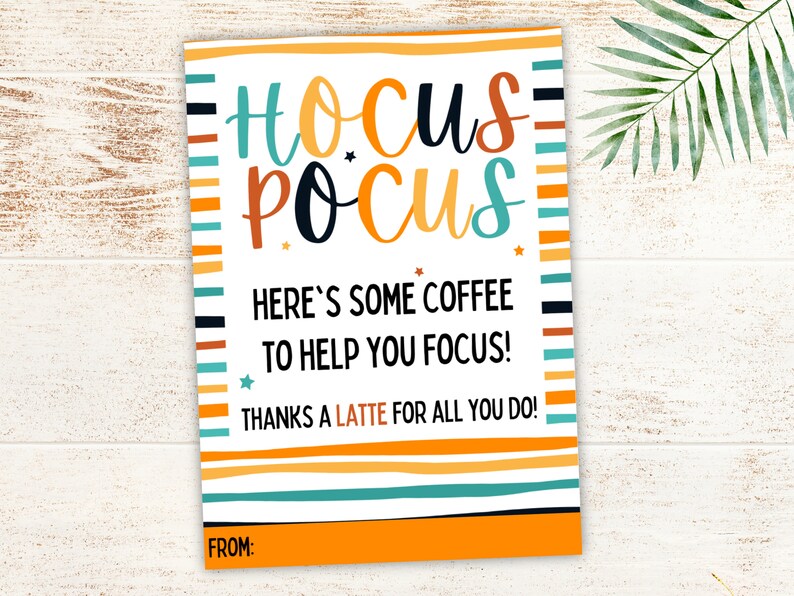 Hocus Pocus Coffee Gift Tag Printable Teacher Coffee Gift Tag Label ...