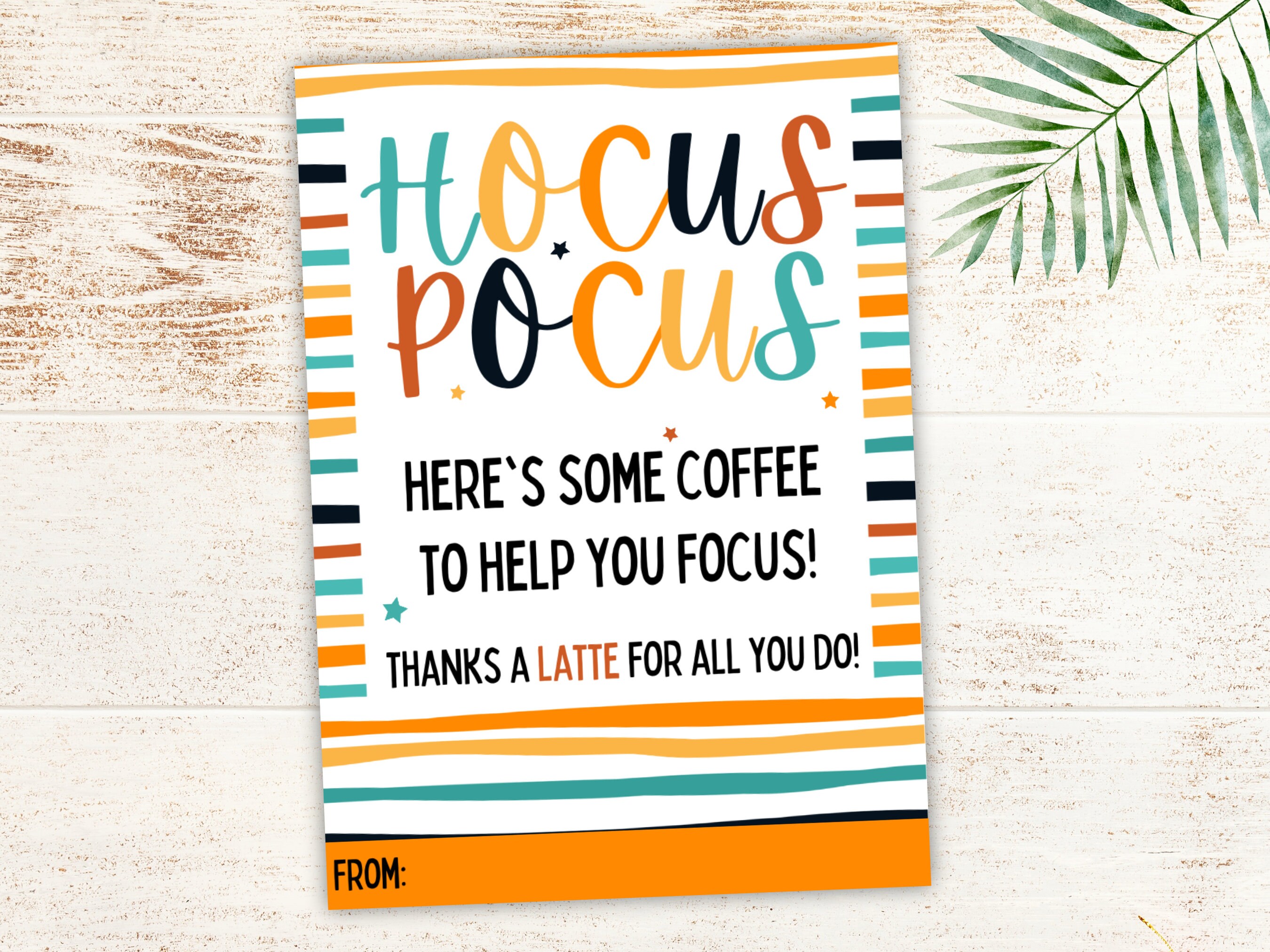 Hocus Pocus Coffee Gift Tag Printable Teacher Coffee Gift Tag Label ...