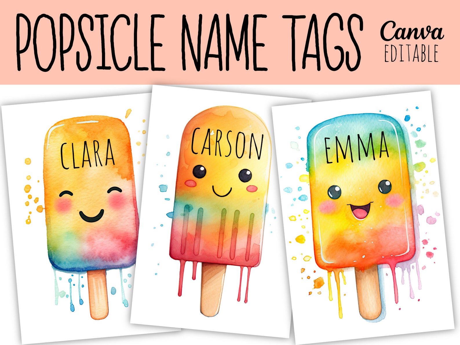 Classroom Name Tags Template Popsicles | Editable | Printable ...