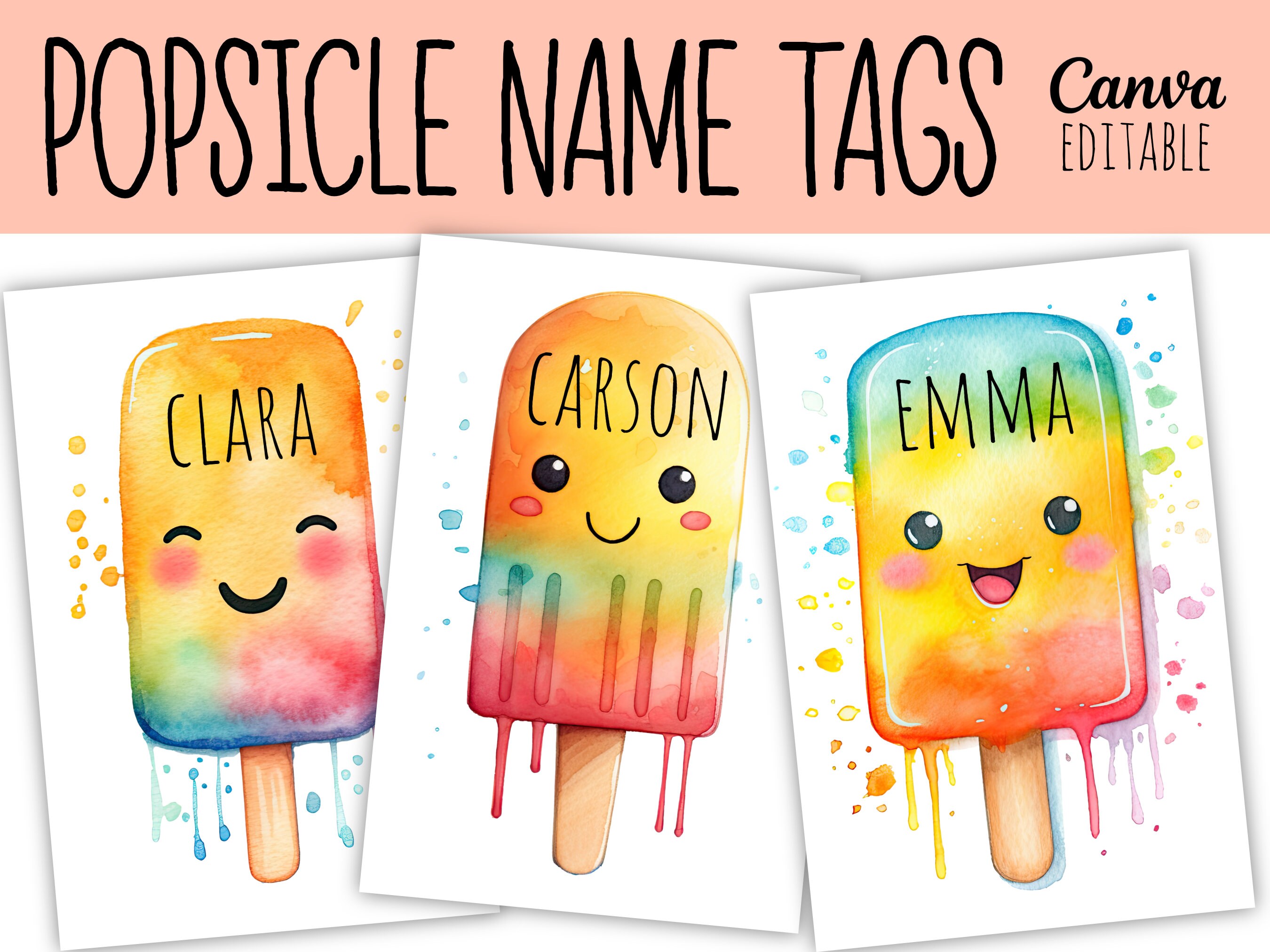 Classroom Name Tags Template Popsicles | Editable | Printable ...