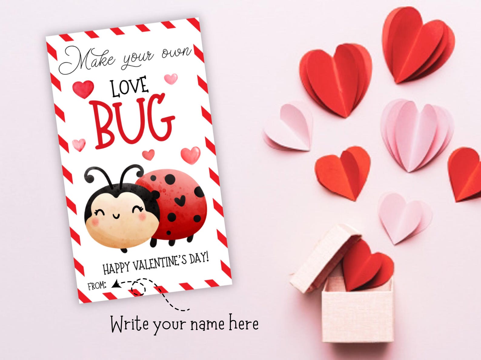 Make Your Own Love Bug Valentine's Day Gift Tag, Printable Classroom ...