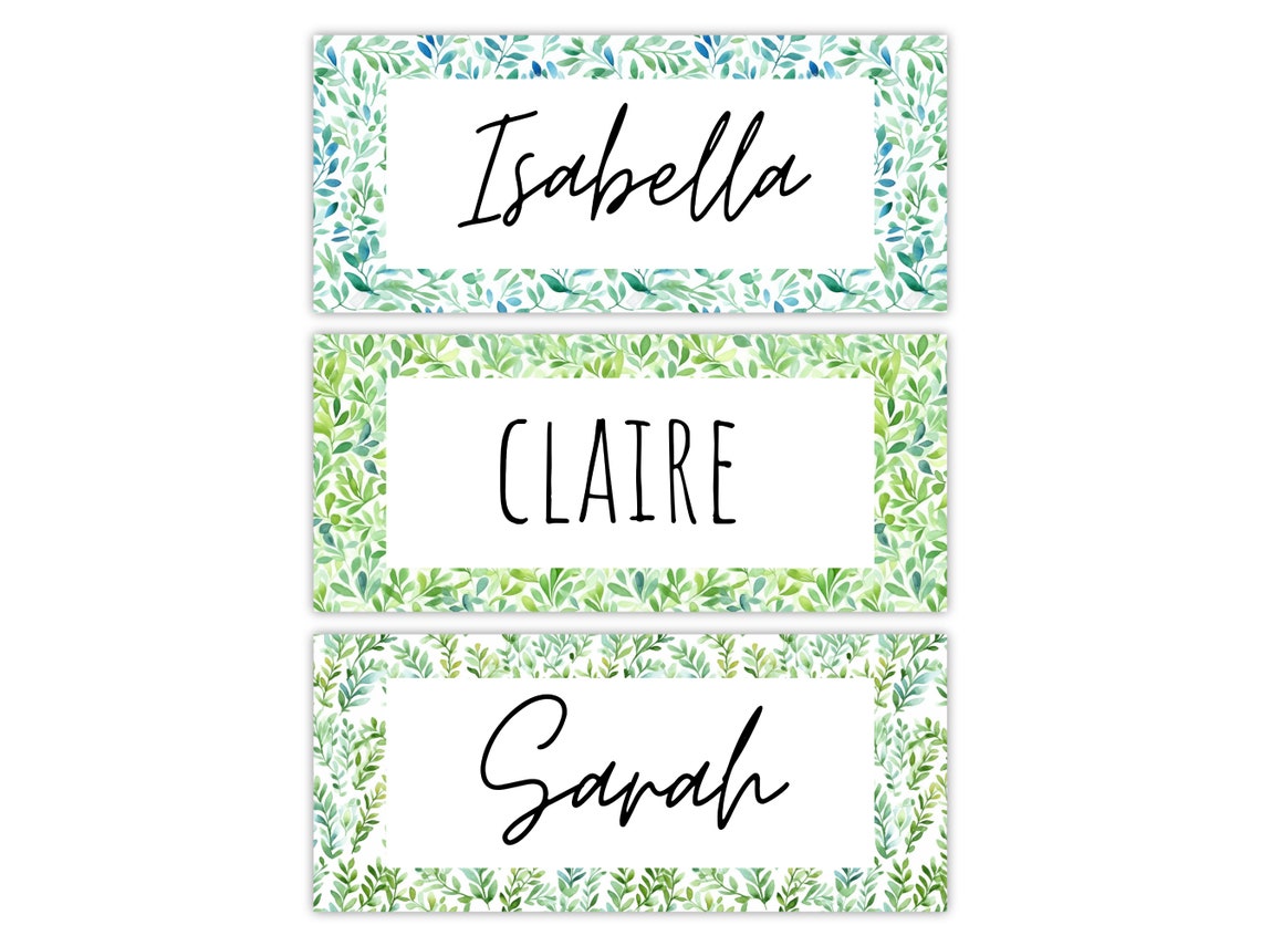 Classroom Name Tags Template Greenery Botanical Leafy Editable ...