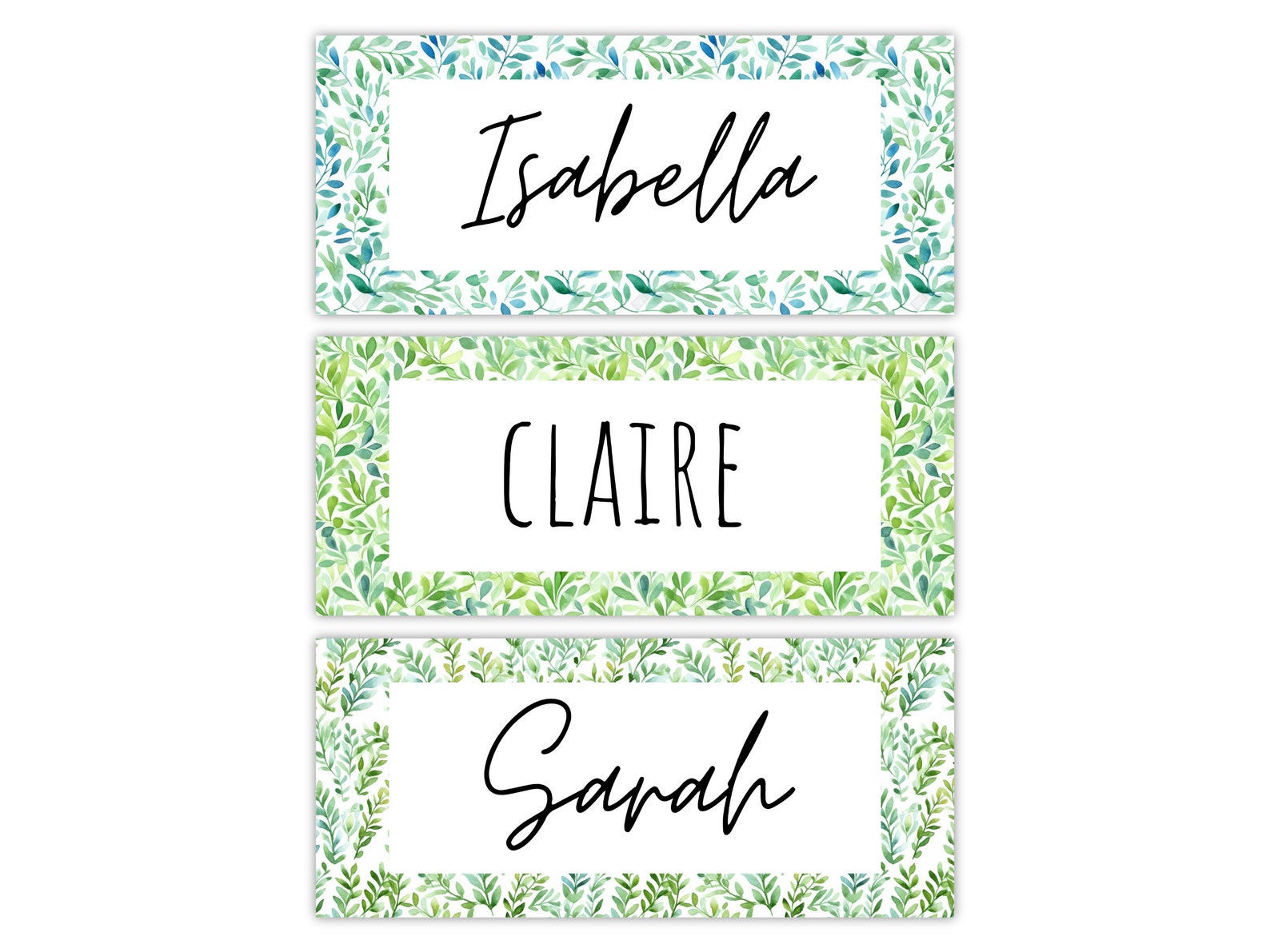 Classroom Name Tags Template Greenery Botanical Leafy Editable ...