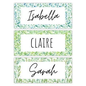 Classroom Name Tags Template Greenery Botanical Leafy Editable ...