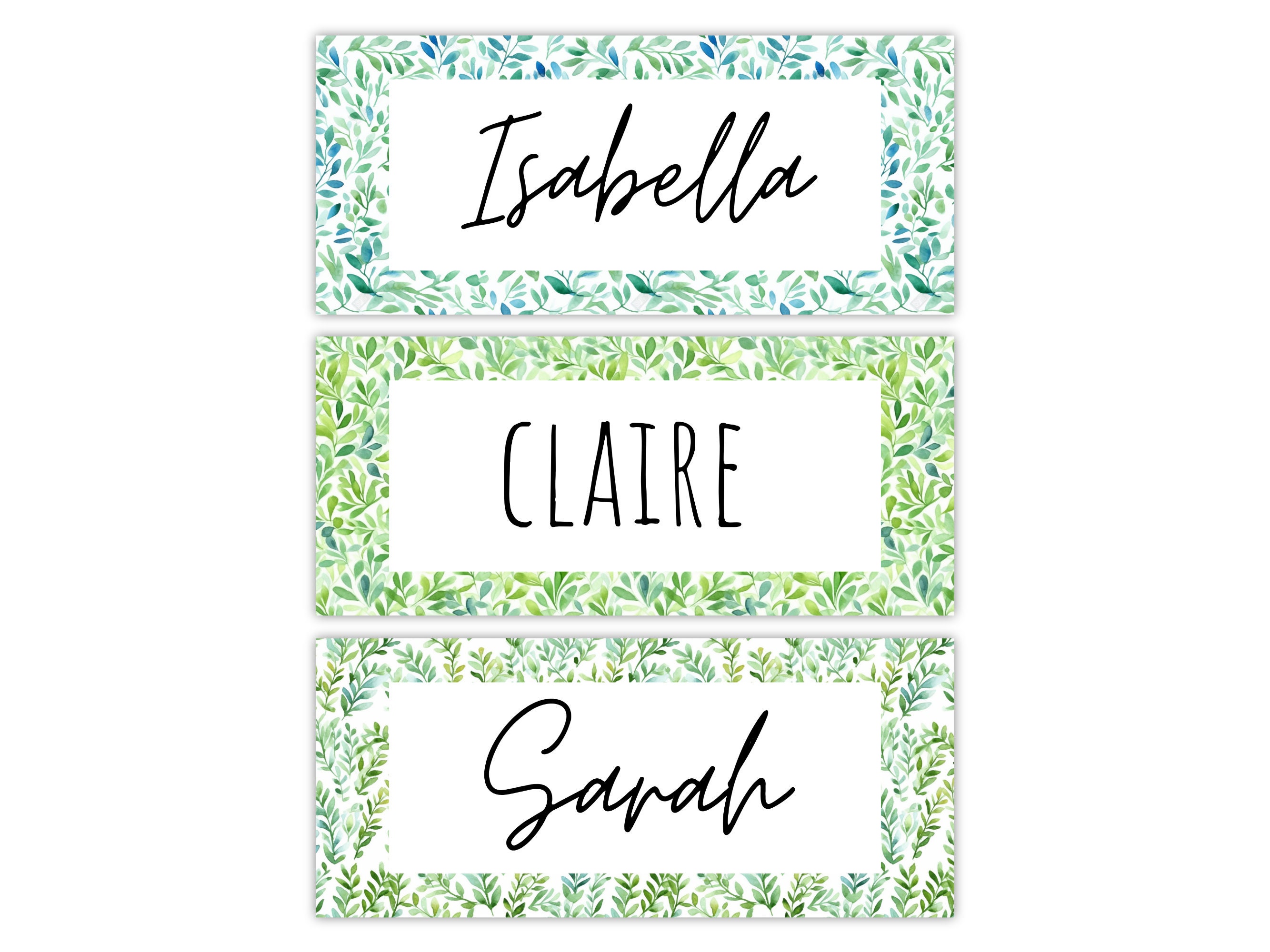Classroom Name Tags Template Greenery Botanical Leafy Editable ...