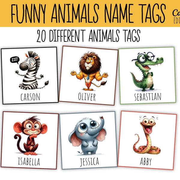 Animal Name Tags - Etsy