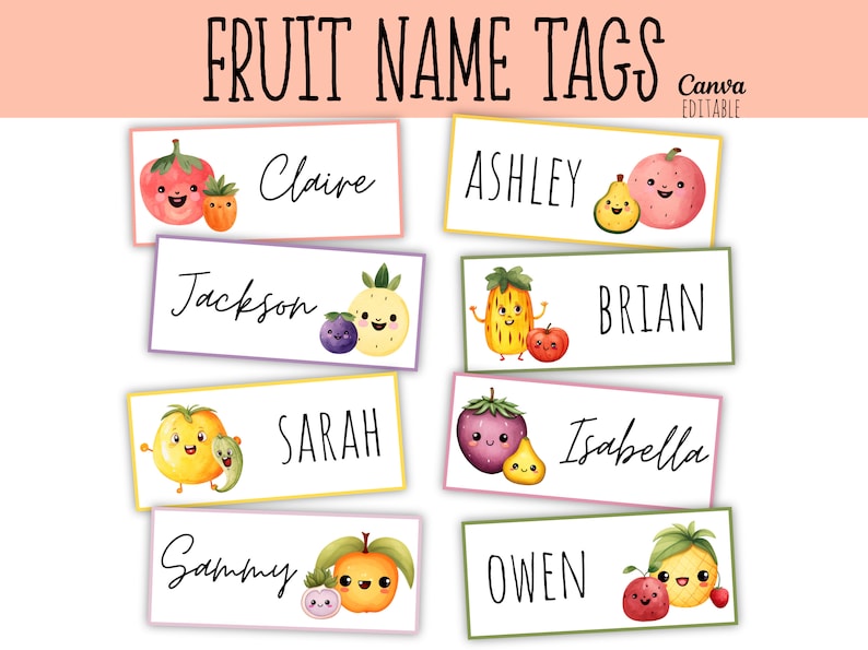Classroom Name Tags Template Spring Fruit Editable | Printable ...