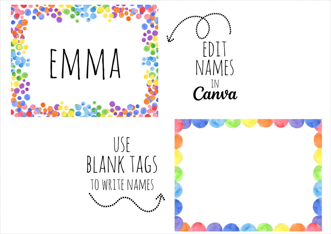 Classroom Name Tags Template Watercolor | Editable | Printable ...