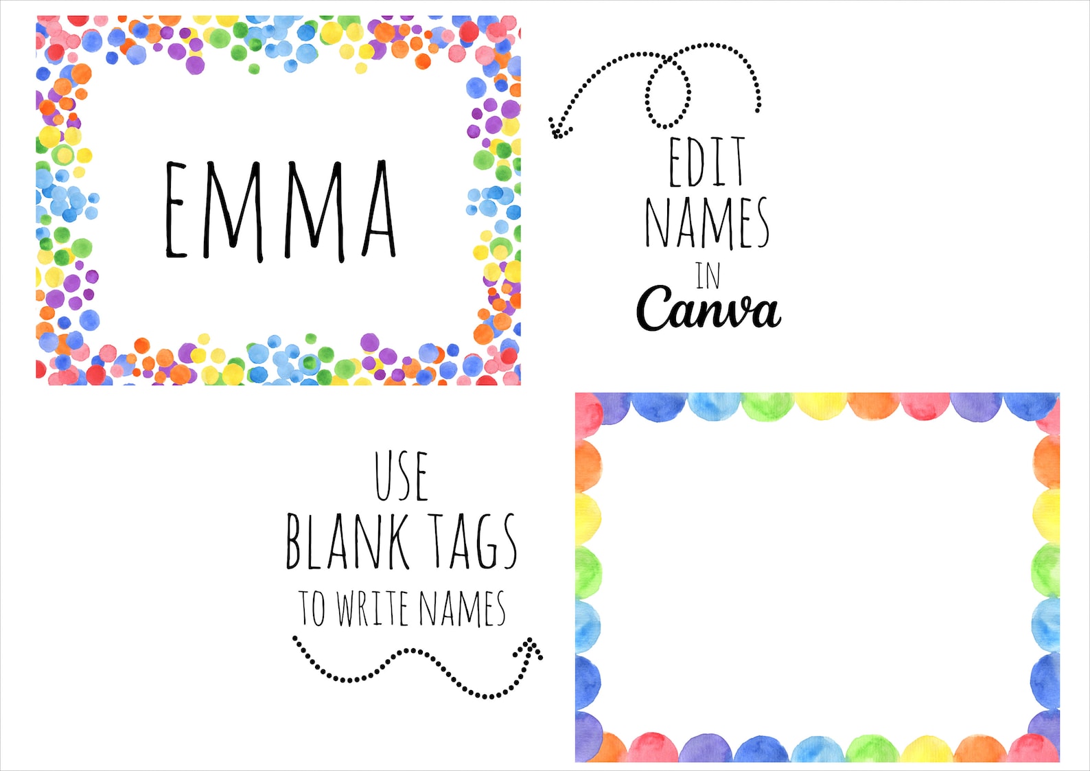 Classroom Name Tags Template Watercolor | Editable | Printable ...