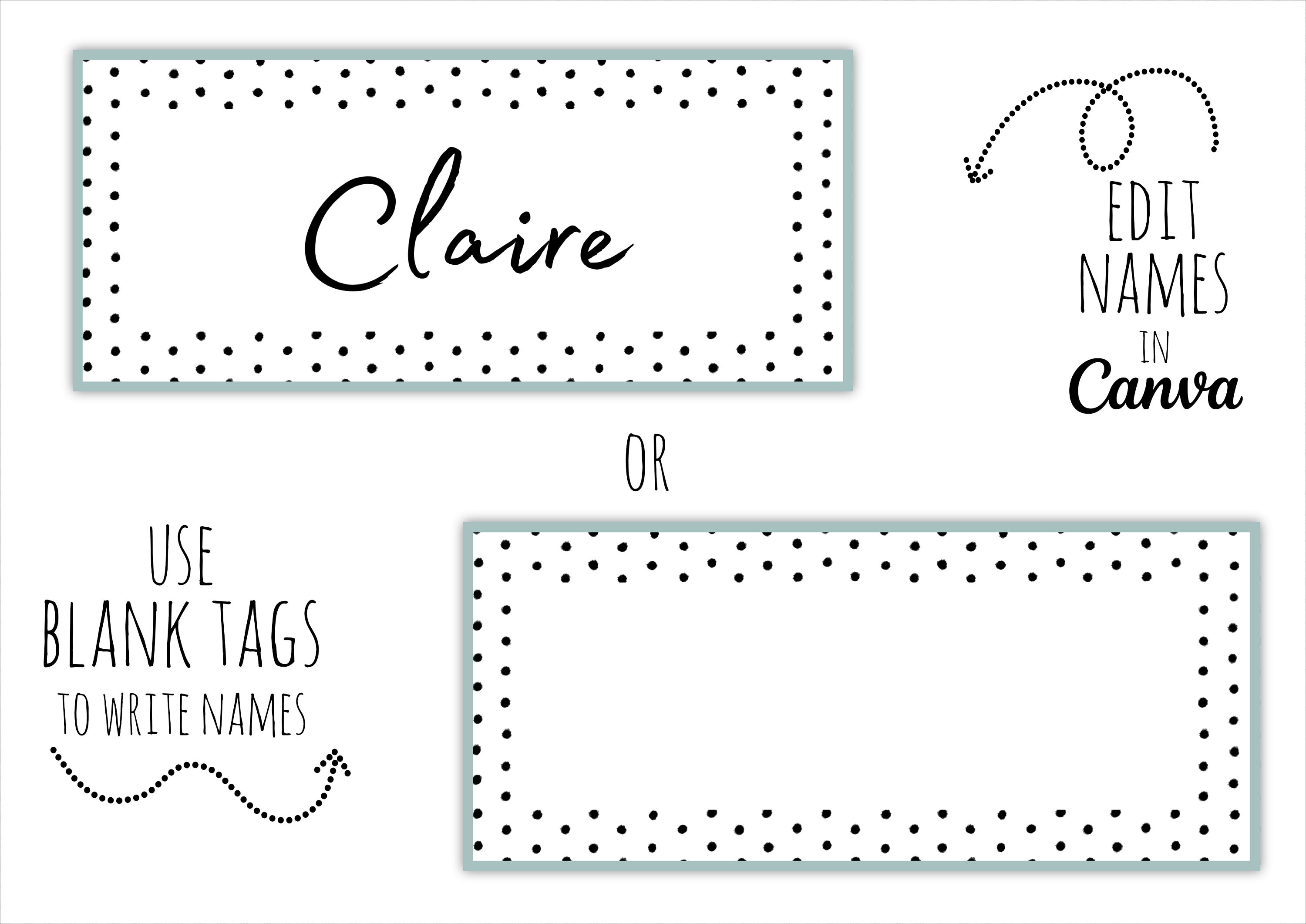 Classroom Name Tags Template Pastel Dots Editable | Printable ...