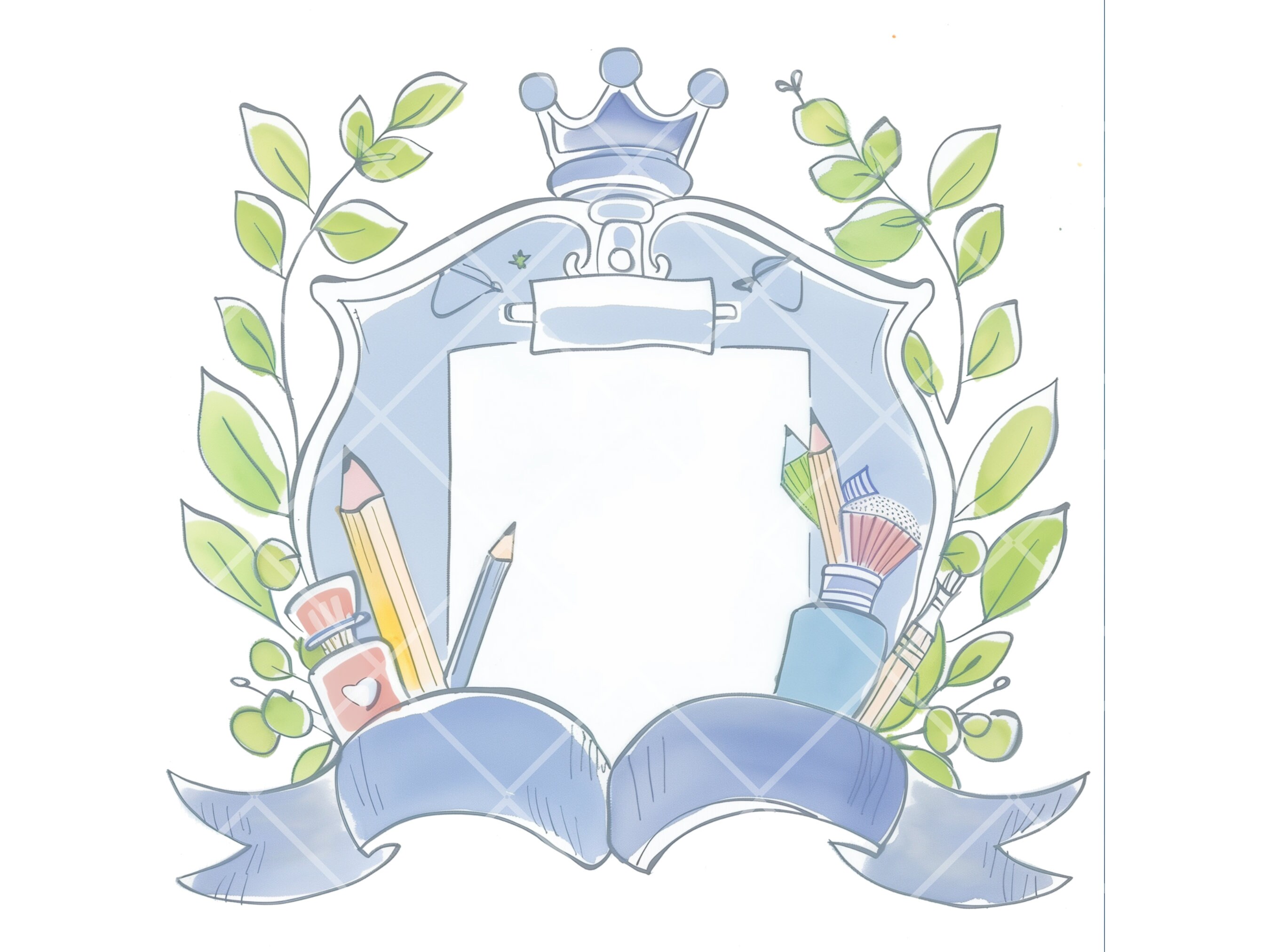 Back to School Crests, Watercolor Pngs, Instant Download, Hand Drawn ...