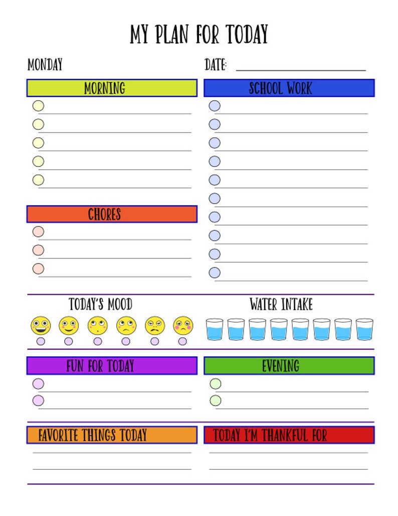 ADHD Planner for Kids | Printable PDF | Instant Download | School Daily ...