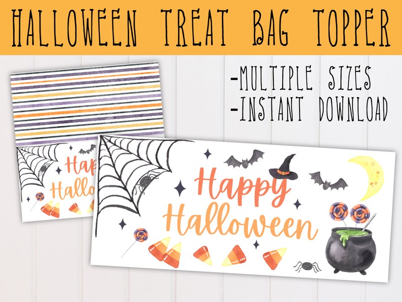 Halloween Treat Bag Topper Printable Cookie Bag Topper - Etsy