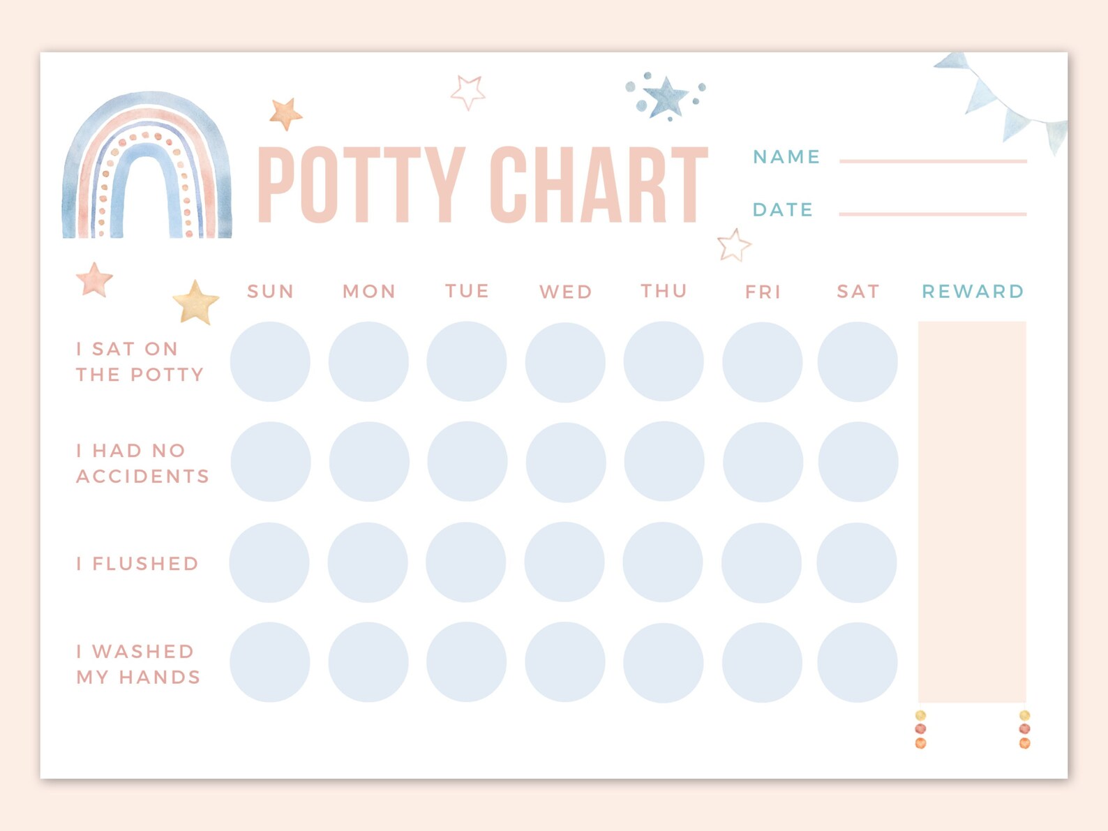 Potty Chart Printable Rainbow | Potty Training Chart | Reward Chart ...