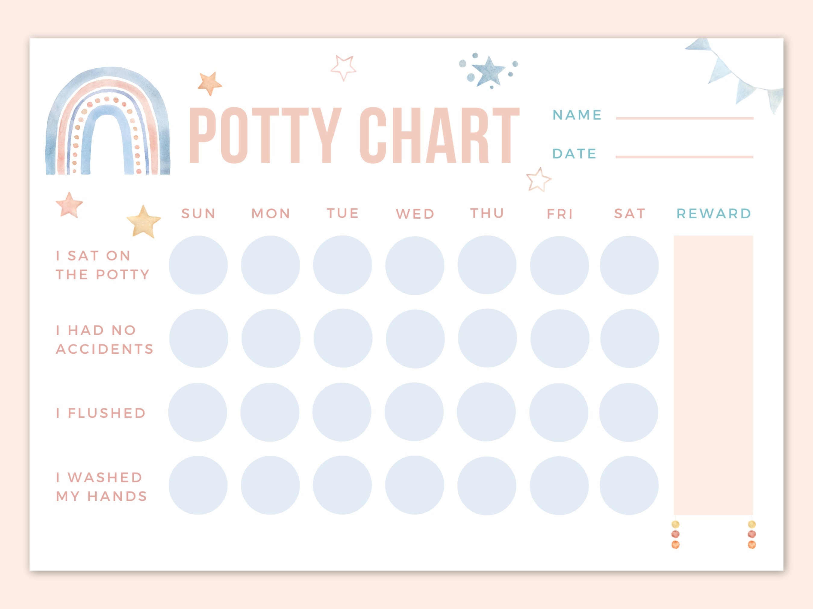 Potty Chart Printable Rainbow | Potty Training Chart | Reward Chart ...