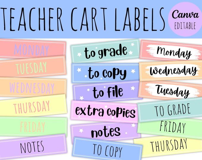 BEE 10 Drawer Rolling Cart Labels | Teacher Cart | Bee and Eucalyptus ...