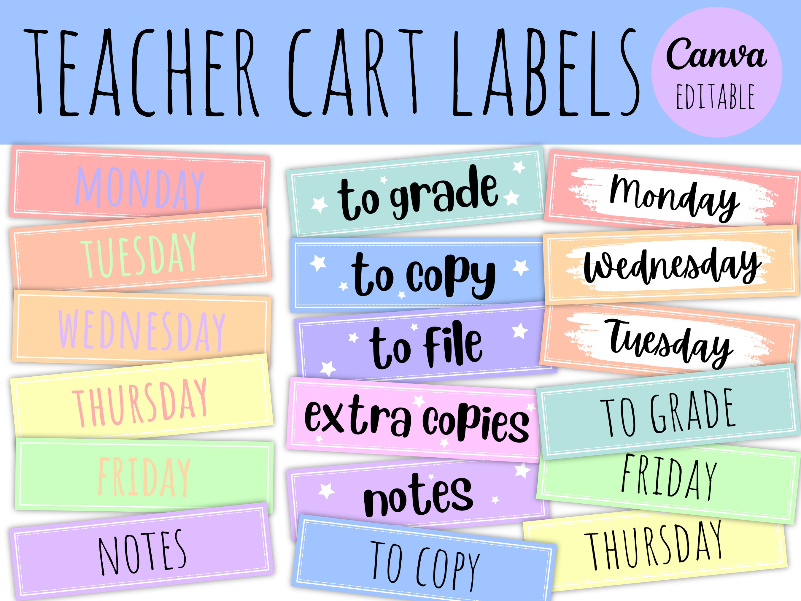 Teacher Rolling Cart Labels Editable Printable 10 Drawer Cart Labels ...