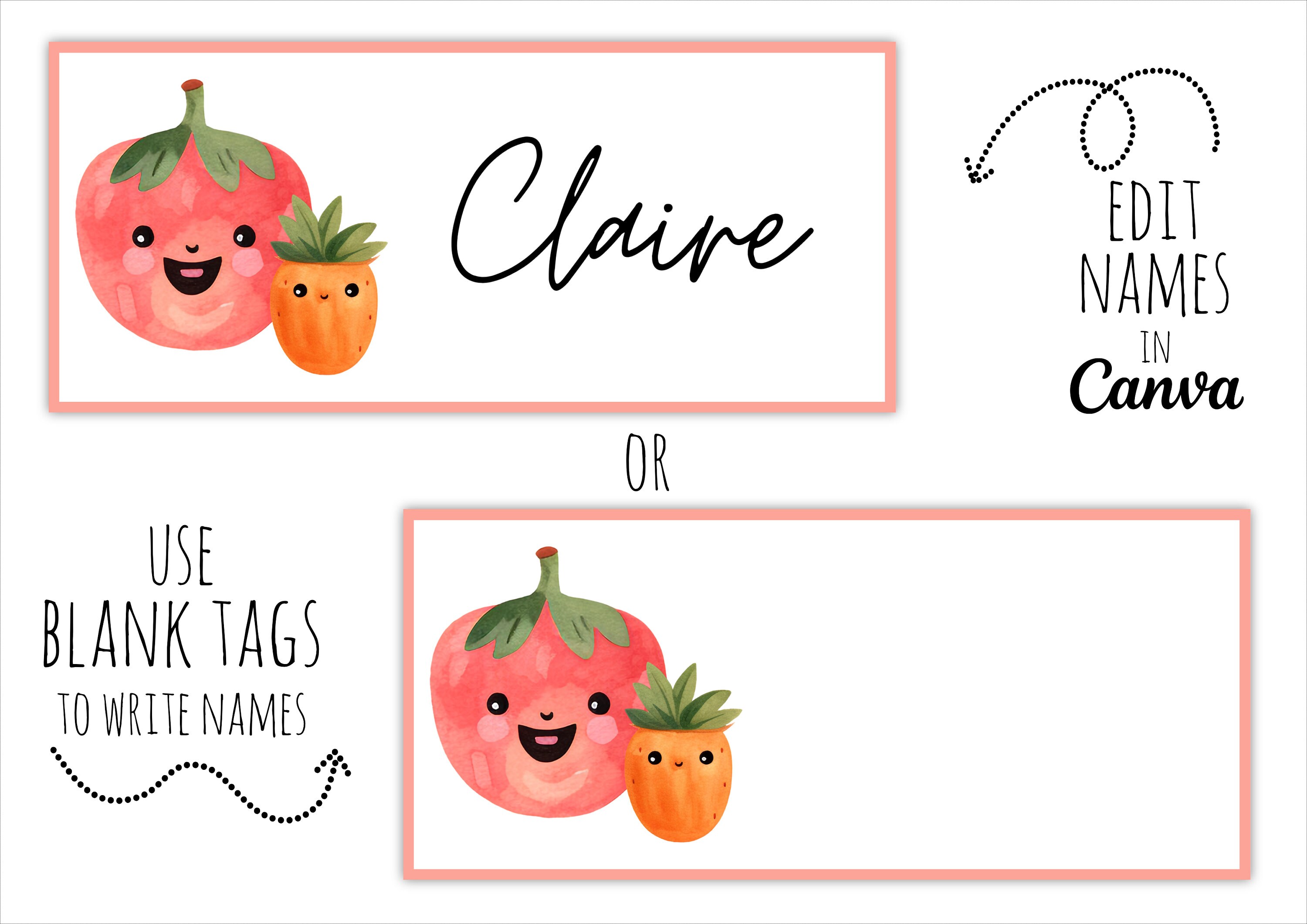 Classroom Name Tags Template Spring Fruit Editable | Printable ...