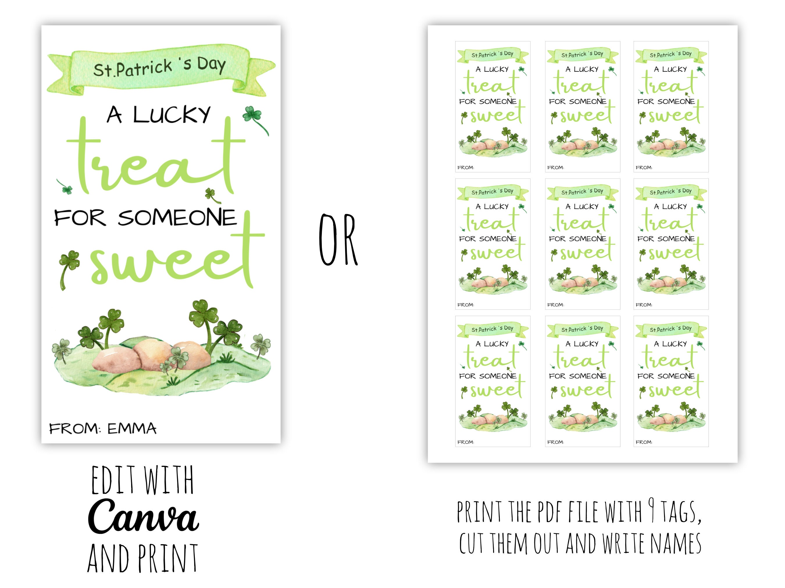 St. Patricks Day Gift Tags | Printable | Editable | Happy St. Patrick's ...