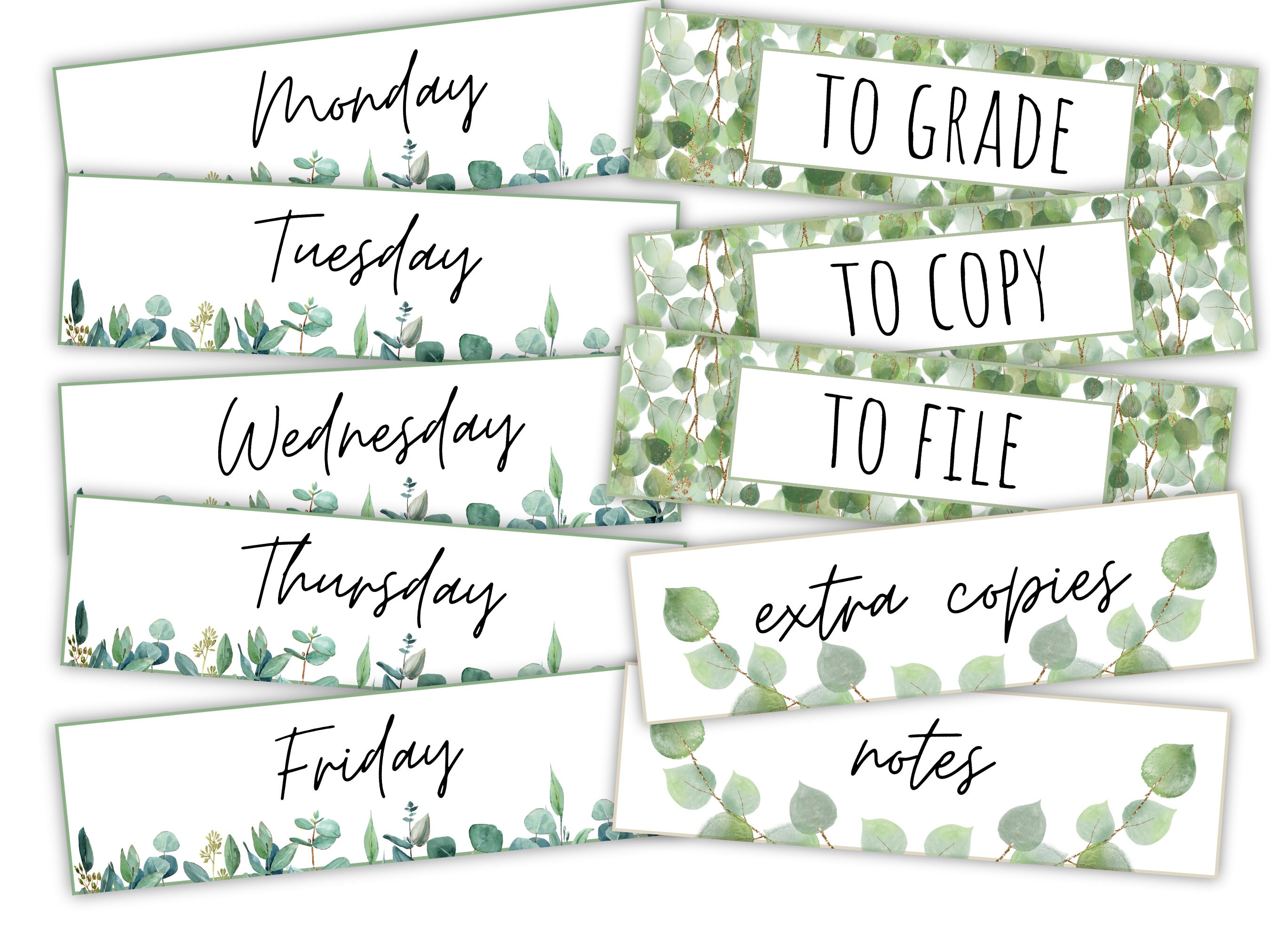 Teacher Rolling Cart Labels Editable Eucalyptus | Printable | 10 Drawer ...