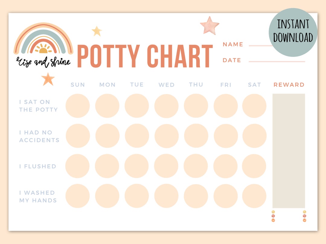 Potty Chart Printable Rainbow | Potty Training Chart | Reward Chart ...