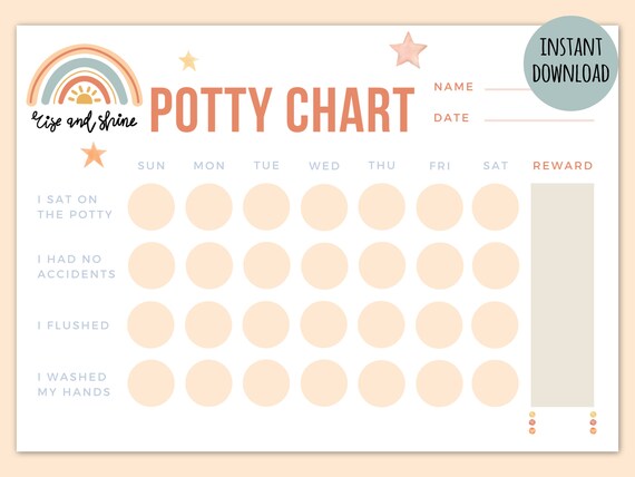 Potty Chart Printable Rainbow Potty Training Chart Reward - Etsy