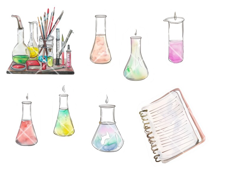 School Supplies Clipart, Watercolor Pngs, Instant Download, Classroom ...