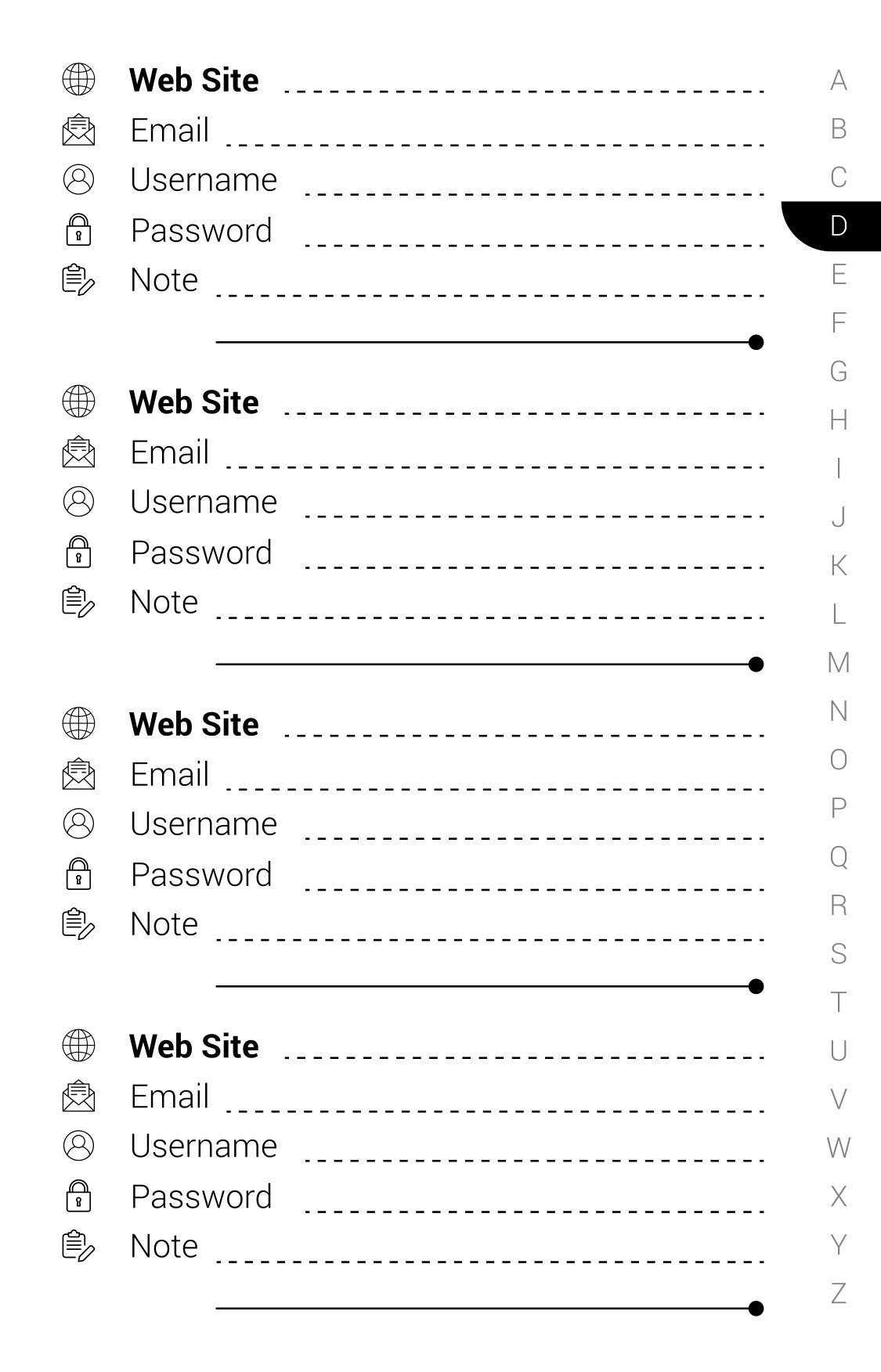 Password Log With Tabs | Printable PDF | Instant Download ...