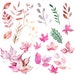 Cute Pink Autumn Clipart, Watercolor PNG, Instant Download, Fall ...