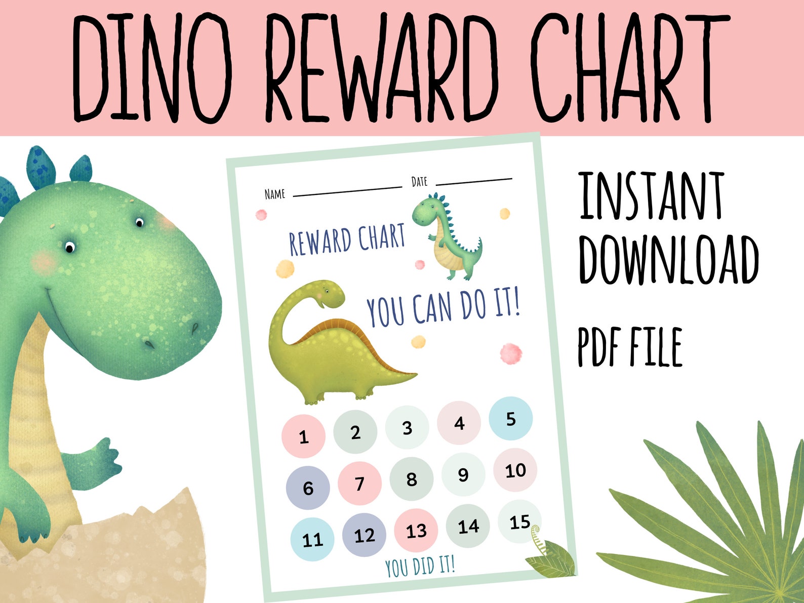 Reward Chart for Kids Dinosaurs Printable | Reward Chart for Classroom ...