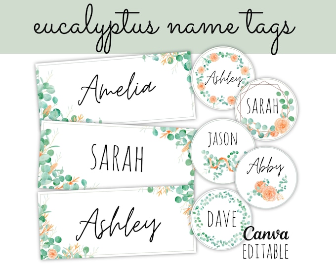 Eucalyptus and Gold Name Tags | Classroom Labels | Editable - Etsy Canada