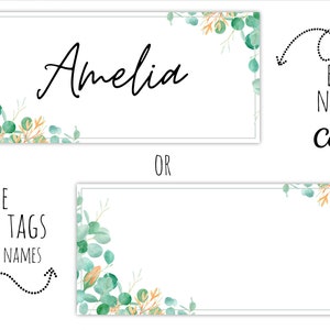 Classroom Name Tags Template Eucalyptus Peach Greenery Botanical ...