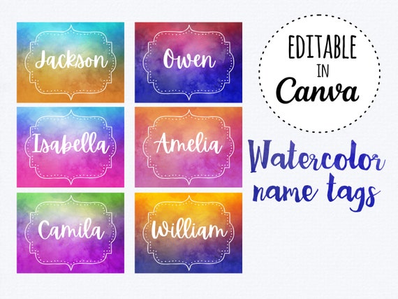 Classroom Name Tags Template Watercolor Editable Printable - Etsy Australia