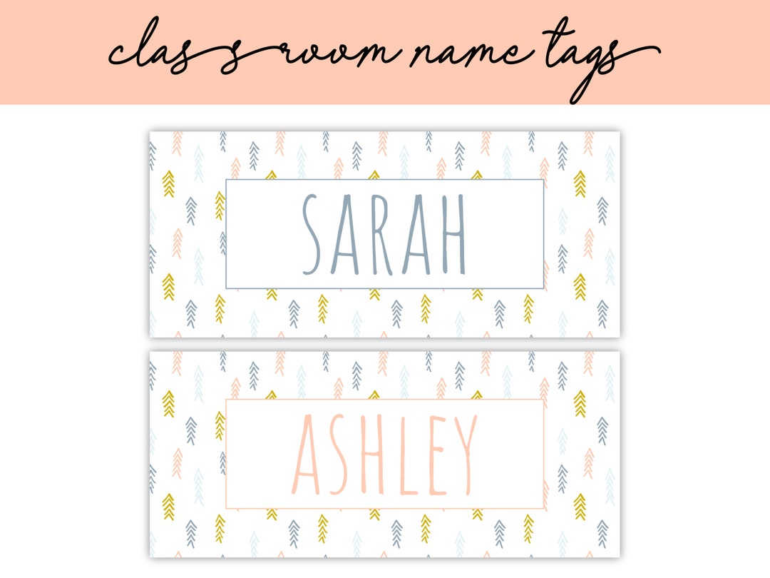 Classroom Name Tags Template Boho Editable | Printable | Classroom ...