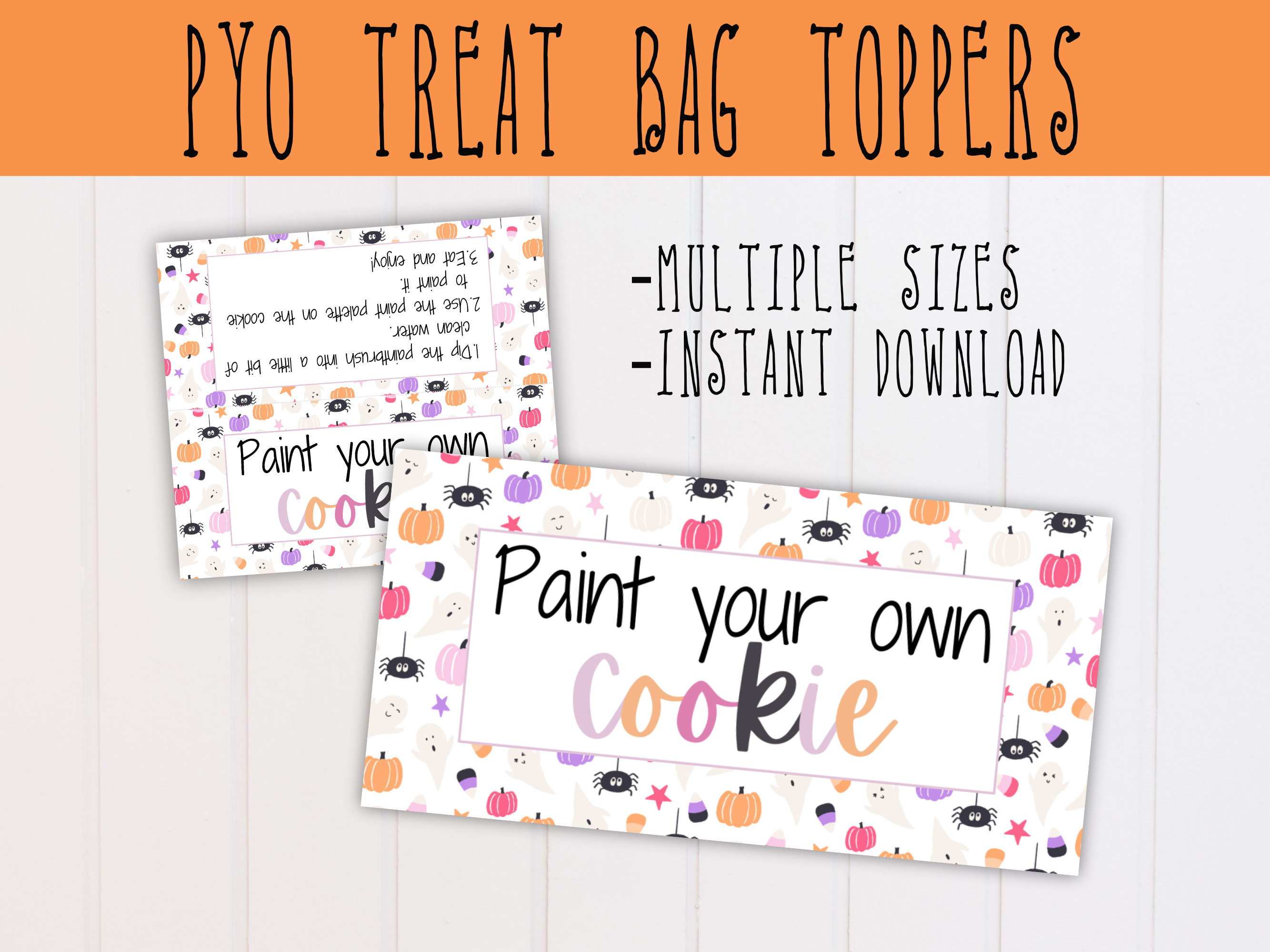 Halloween PYO Paint Your Own Cookie Bag Topper | Printable | Cookie Bag ...
