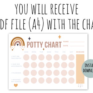 Potty Chart Printable Boho Rainbow | Potty Training Chart | Reward ...