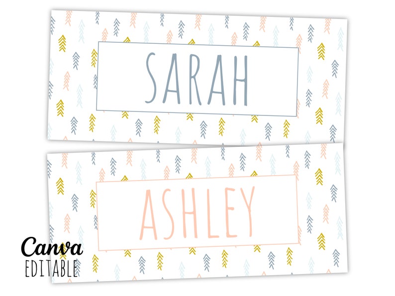 Classroom Name Tags Template Boho Editable Printable Classroom Labels ...