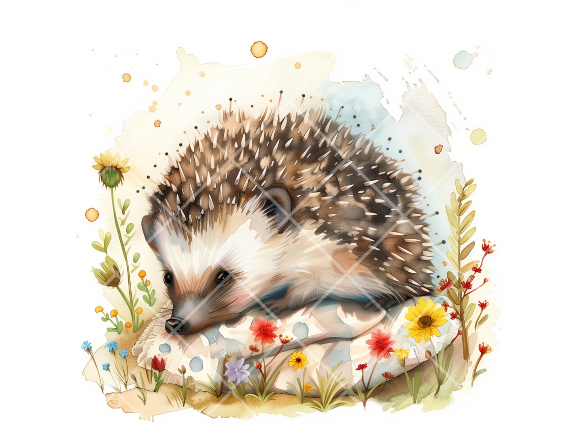 Cute Hedgehog Clipart Bundle Watercolor High Quality Pngs Digital ...