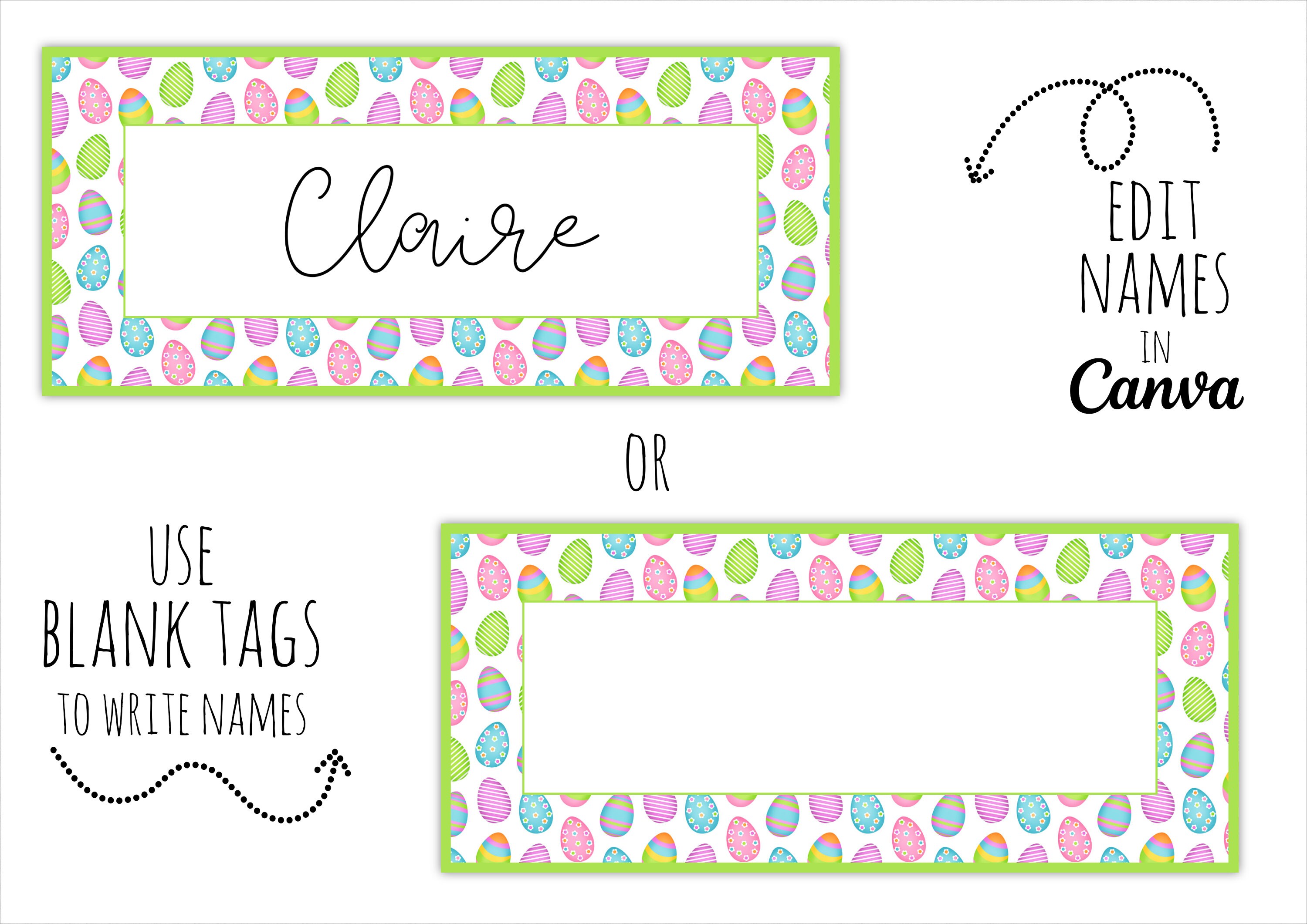 Easter Name Tags Template Classroom Editable Tags | Printable ...
