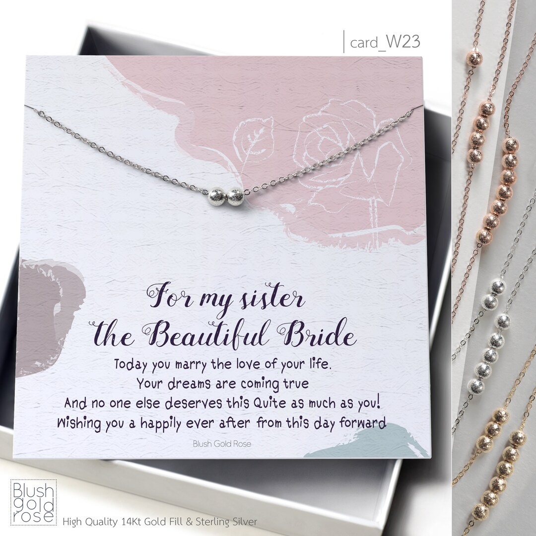 Bride Gift From Sister tiny Glitter Bead Necklace bride Necklace Gift ...