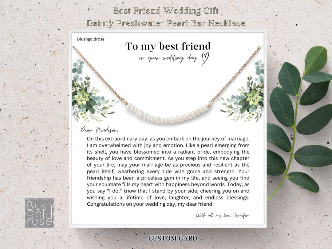 Best Friend Wedding Gift • Tiny Freshwater Pearl Bar Necklace • Bride ...