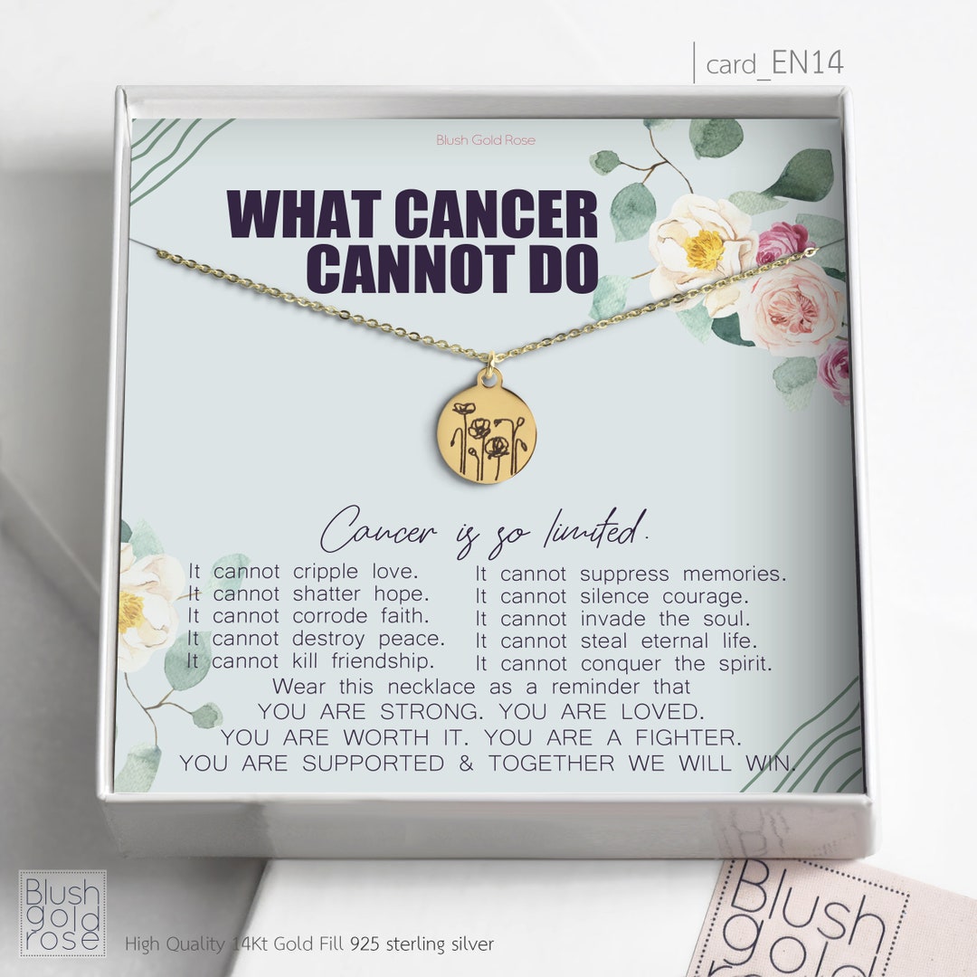 Cancer Gift, Engraved Birth Flower Necklace Breast Cancer Support Gift ...