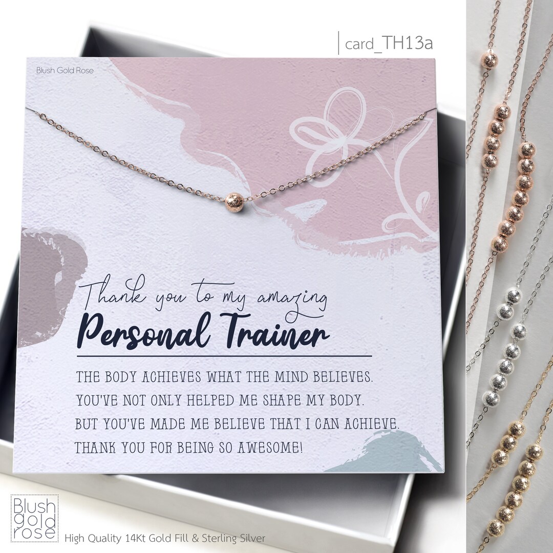 Thank You Gift for Personal Trainer Tiny Glitter Bead Necklace Fitness ...