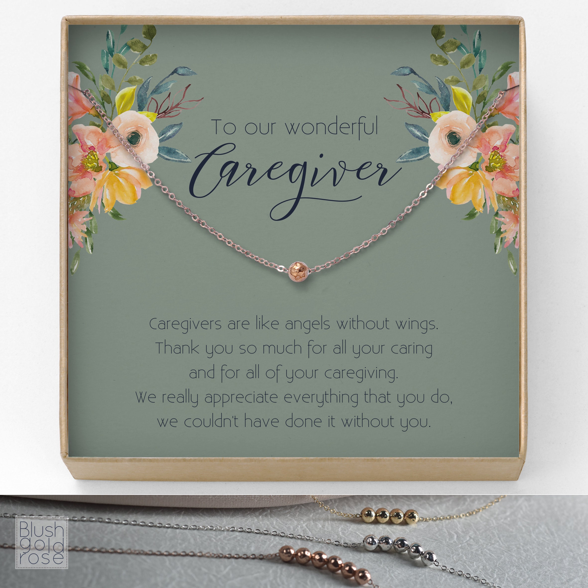 Thank You Gift for Caregiver Dainty Hammered Bead Necklace | Etsy