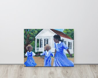 Gullah Art Original Watercolor Painting Pushing Canvas Print - Etsy