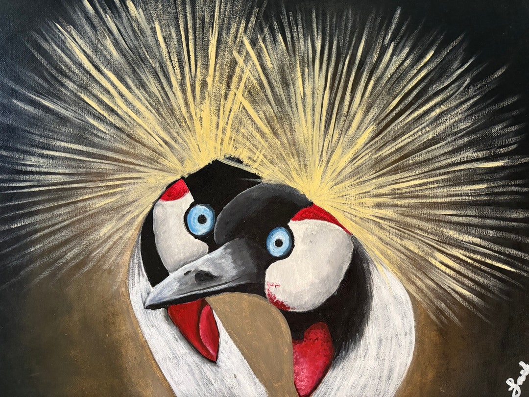 Crowned Crane Original Acrylic Painting Wildlife Art - Etsy UK