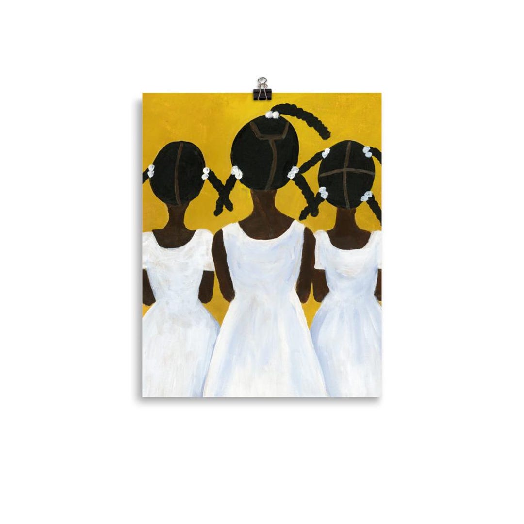 African American Girl Hair Series three Sisters Gullah Art, Black Folk ...