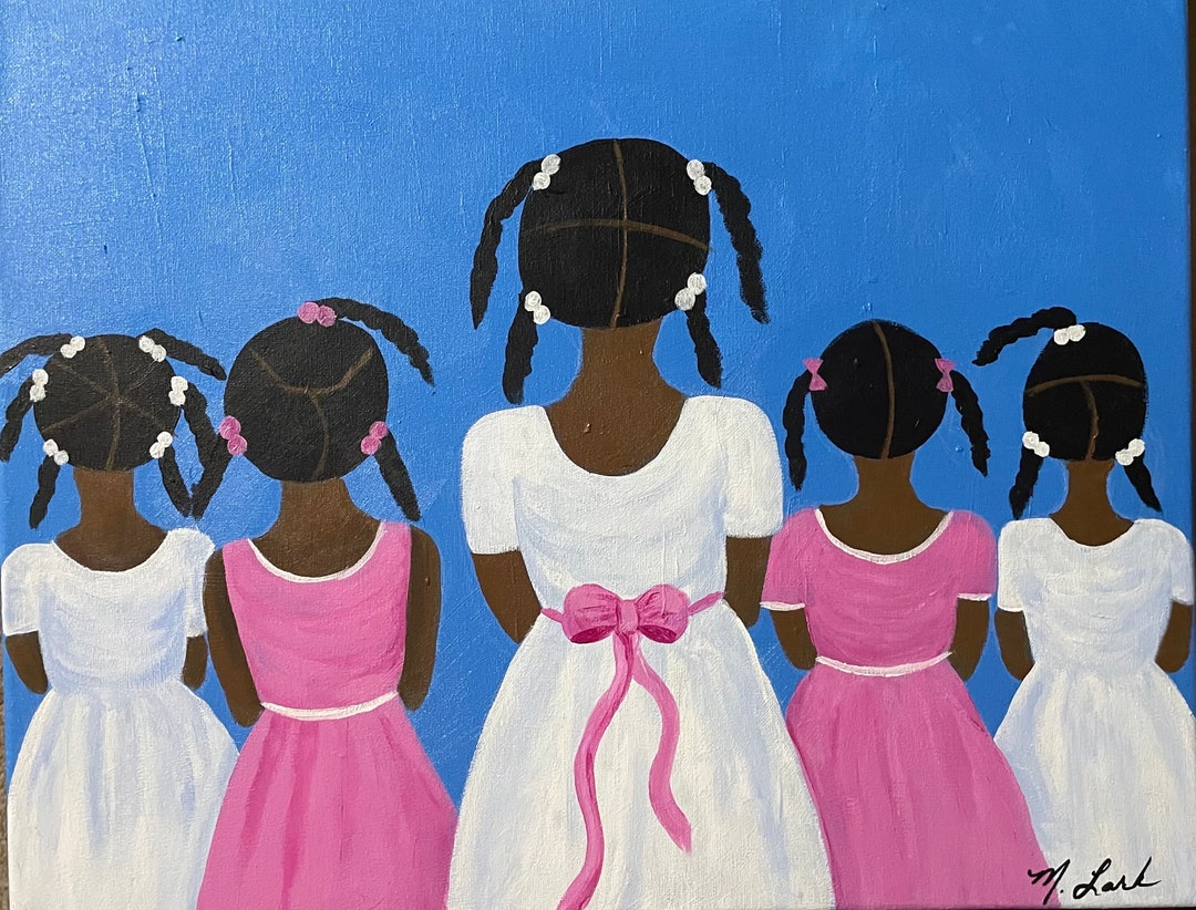 African American Girl Hair Series cousins Gullah Art, Black Folk Art ...